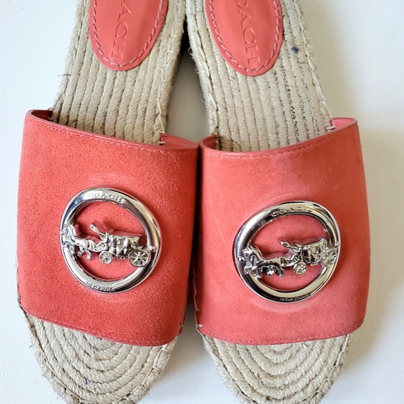 Coach | Shoes | Coach Orange Pink Slides Slippers Espadrilles Platforms ...